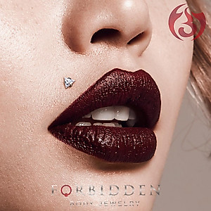 Forbidden Body Jewelry 16 g Titanium Internally Threaded CZ Triangle Flat Back Piercing Stud Earring, Helix, Cartilage, Labret, Monroe for Women or Men-6mm 2pc…