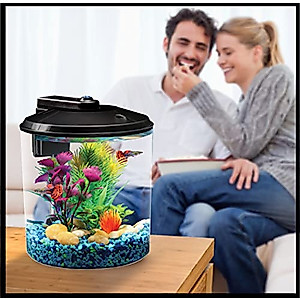 Koller Products AquaView 2-Gallon Plastic 360 Aquarium with Power Filter & LED Lighting for Tropical Fish - Betta Fish