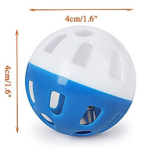 FadyDail 12PCS 5Color 1.6" Cat Toy Ball with Bell, Pet Toy Cat Bell Ball Cat Toy with Bell Cat Jingle Balls for Cats Kitten, Plastic Cat Toys Jingle Balls Pounce Chase Rattle Ball Toys
