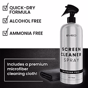 Screen Cleaner Spray - TV Screen Cleaner Spray and Wipe, Computer Screen Cleaner for Electronic Devices: TV, Laptop, iPhone, Ipad, Computer, MacBook- TV Cleaner for Smart TV-Microfiber Cleaning Cloth