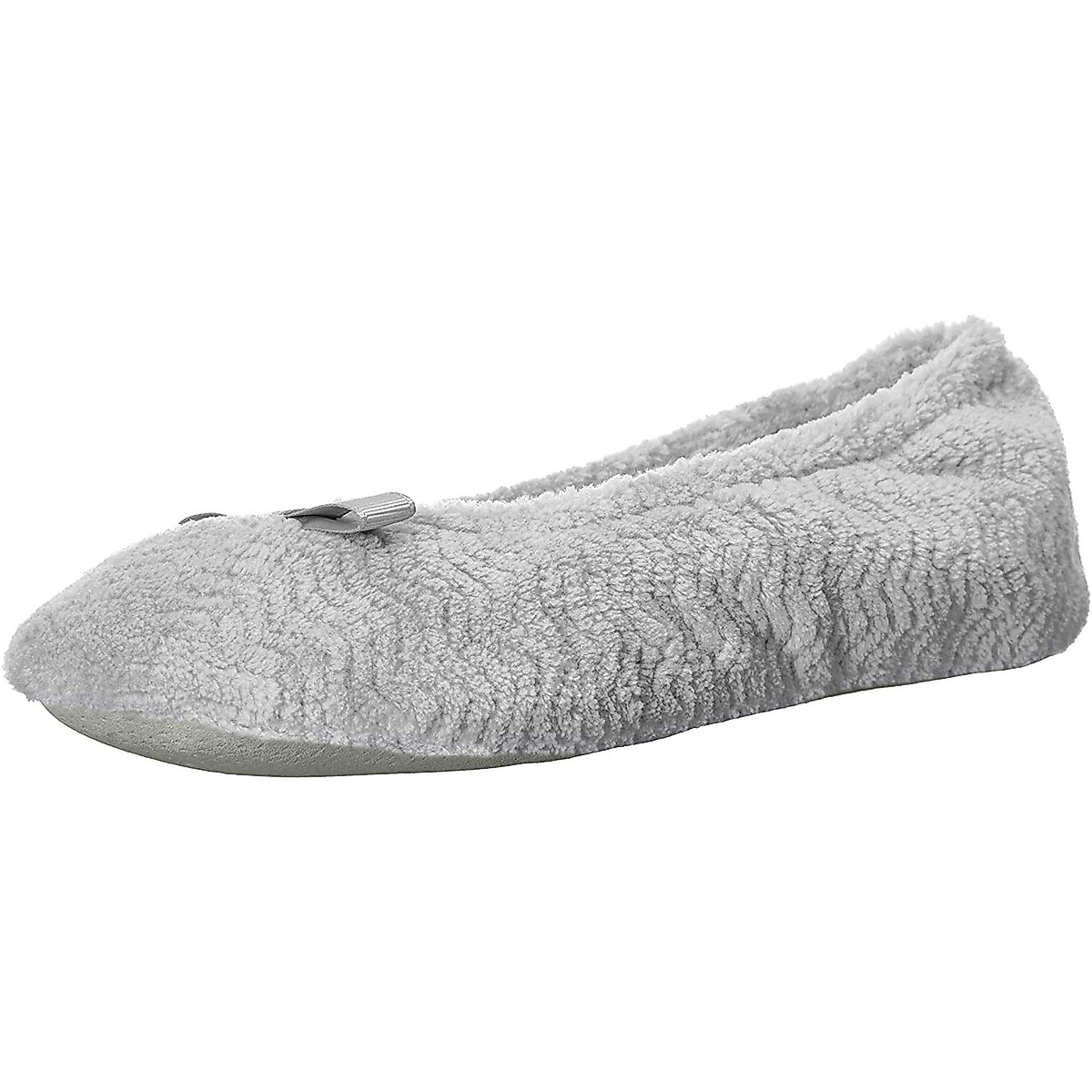 Isotoner Womens Moisture Wicking And Suede Sole For Comfort Slipper, Light Grey, 8-9 US