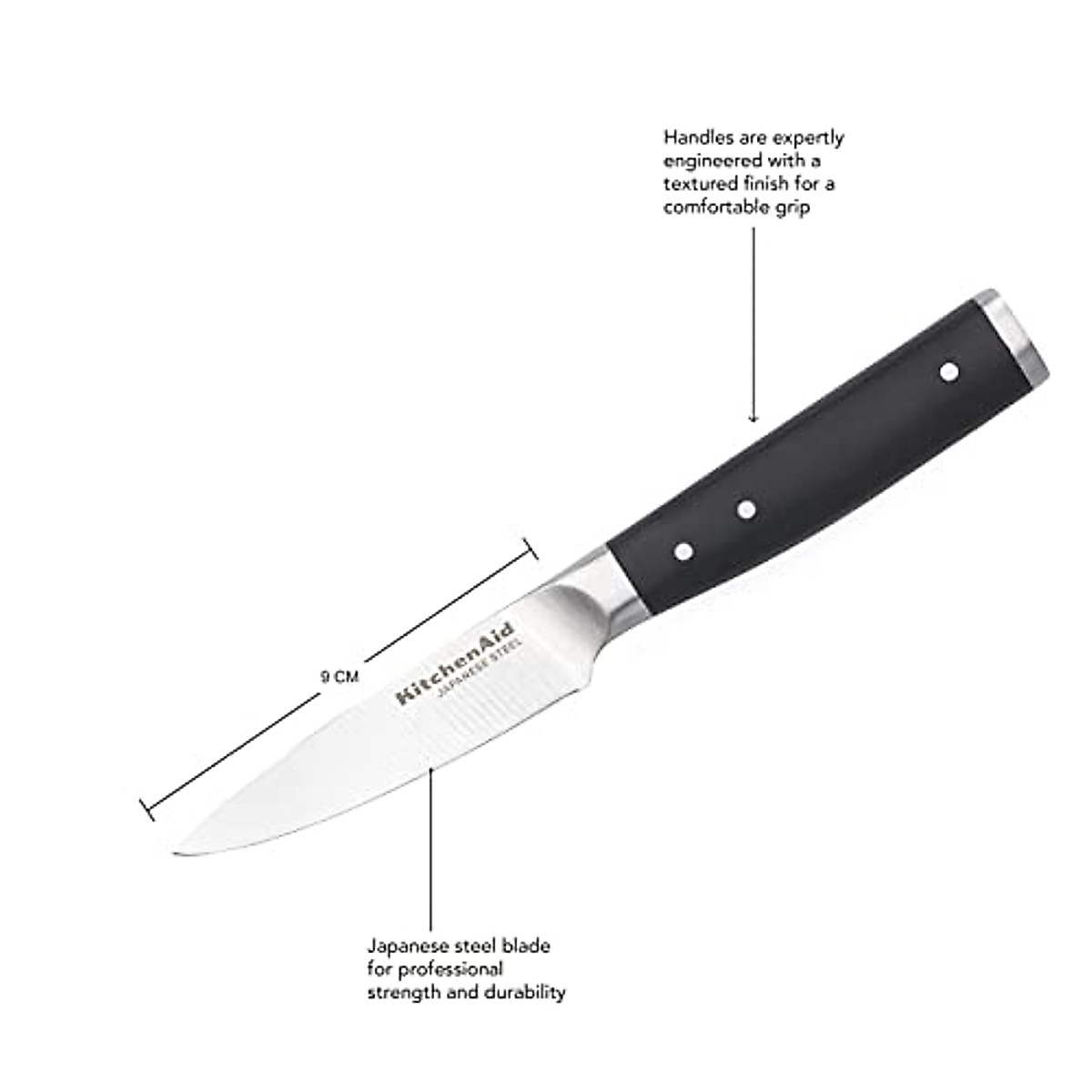 KitchenAid Gourmet 9cm / 3½ Inch Peeling Knife, Sharp High-Carbon Japanese Steel