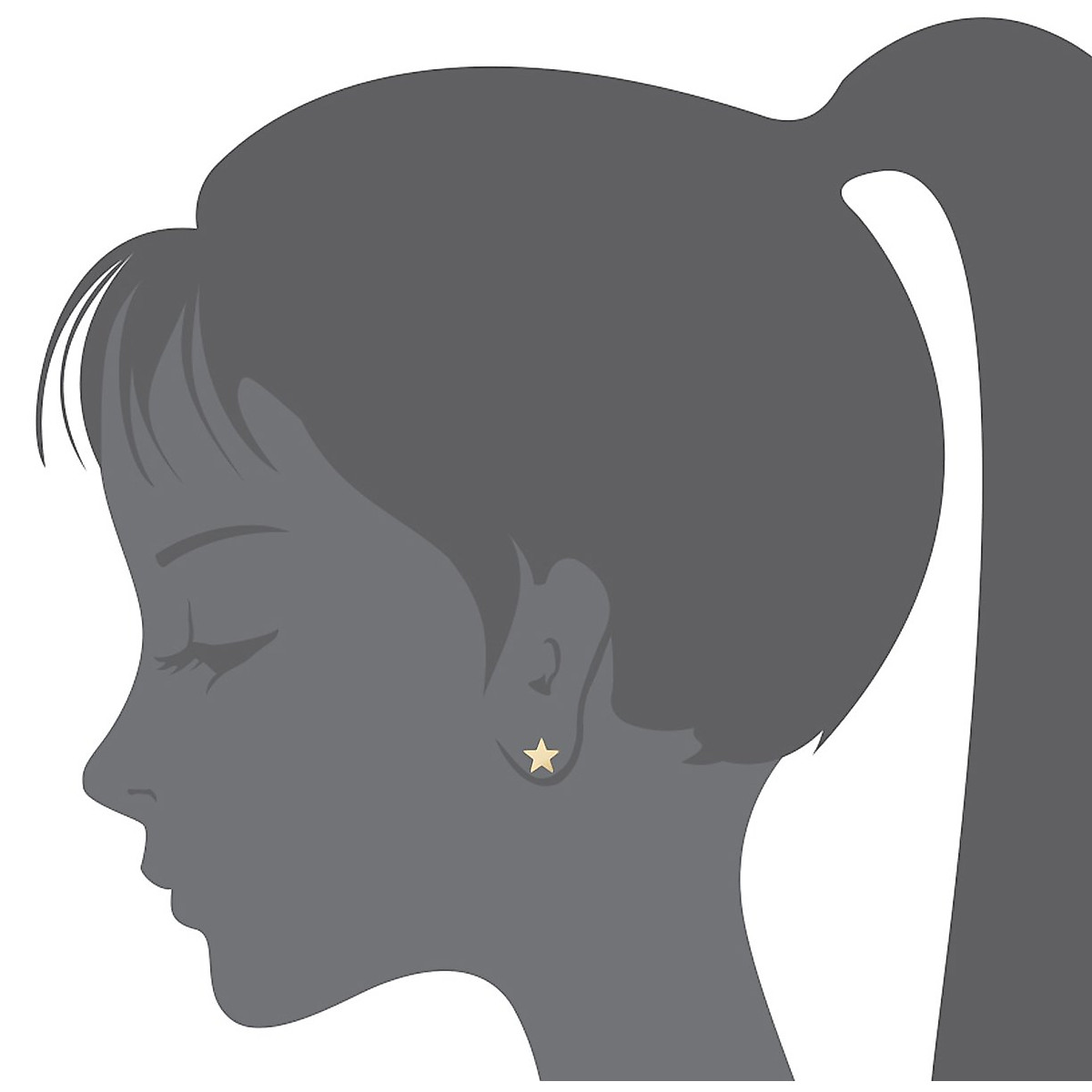 14k Gold Plated Brass Plain Star Screwback Baby Girls Earrings with Sterling Silver Post