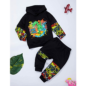 MIGU Toddler boy clothes 3T-4T Boys Clothes Winter Outfits with Dinosaur Clothes For Boys Hoodie Boy Sweatsuit + Dinosaur Pants 2PCS Set