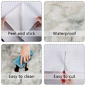 Gray Marble Contact Paper Peel and Stick Wallpaper Counter Top 24" x 118" Contact Paper for Countertops Waterproof Kitchen Backsplash Marble Wall Paper Vinyl Self Adhesive Contact Paper for Cabinets