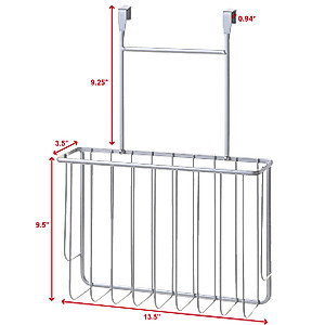 SunnyPoint Over The Cabinet Door Organizer Holder (SET OF 2) (Silver, 13.5 X 9.5 X 3.2 (basket Size))