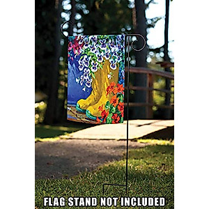 Toland Home Garden 119994 Boots And Blossoms Flower Flag 12x18 Inch Double Sided Flower Garden Flag for Outdoor House Boots Flag Yard Decoration