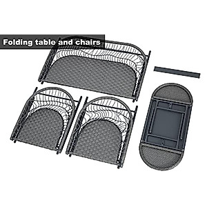Brafab 4-Piece All-Weather Wicker Patio Furniture Set, Outdoor Furniture with Olefin Cushions, Patio Conversation Sets with Steel Frame, for Backyard Porch Deck Garden Balcony Poolside, Dark Grey