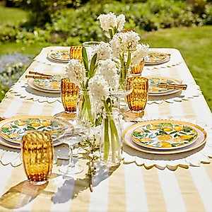 Melamine Dinnerware Sets- 12pcs Melamine Plates and Bowls Set for 4,Indoor and Outdoor Dinnerware, Lemon dinnerware set