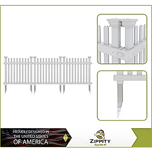 Zippity Outdoor Products ZP19056 No Dig Roger Rabbit Garden Fence (3 Pack), White, 24" W x 22" H