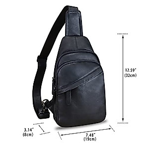 LRTO Genuine Leather Sling Bag Crossbody Purse Handmade Hiking Daypack Motorcycle Chest Bag Cycling Shoulder Backpack