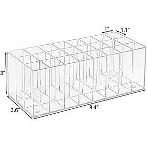 Hedume 2 Pack Lip Gloss Holder Organizer, 24 Spaces Acrylic Lip Gloss Organizer & Beauty Makeup Holder, Lipgloss Display Case for Tall Lip Gloss / Lipstick Products