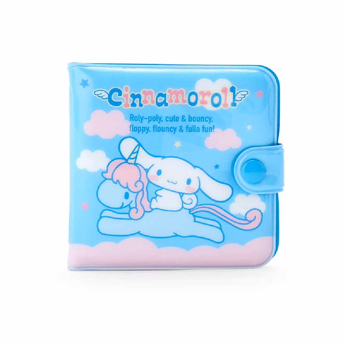 Sanrio Original Cinnnamoroll Vinyl Kids Wallet Snap Button Closure Card Pocket With Kanji LOVE Sticker Original Package