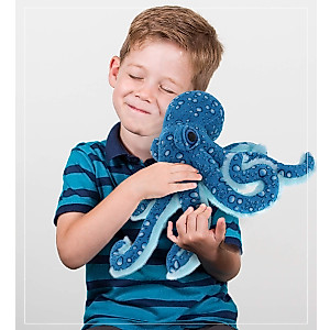 DolliBu Blue Octopus Stuffed Animal - Wild Collection Sea Animal Plush Gift for Kids, Realistic Plush Sea Critters, Cute Stuffed Octopus Sea Creature Toy for Boys and Girls - 16 Inches