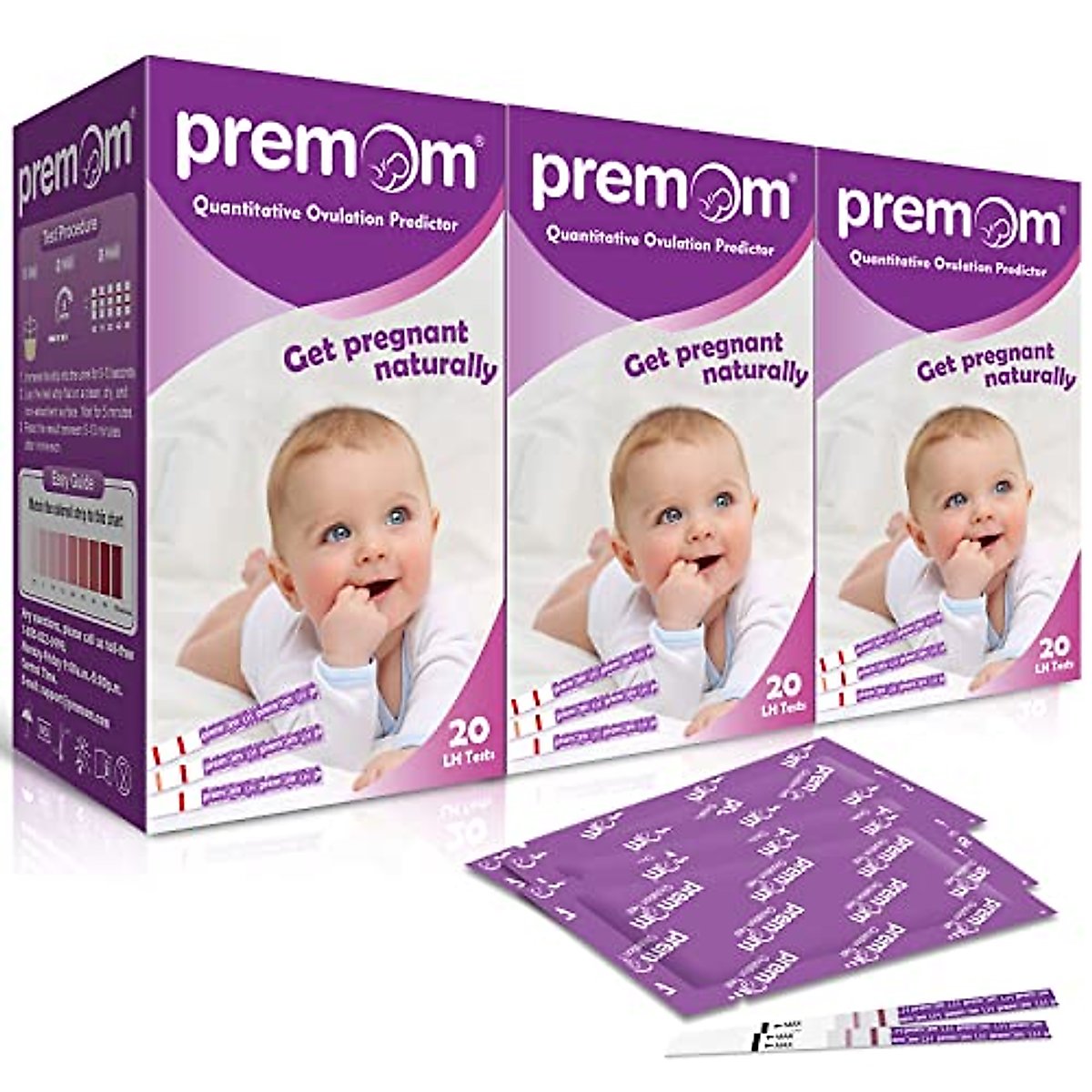 Premom Quantitative Ovulation Test Strips：Ovulation Predictor Kit with Numerical Ovulation Reader, 60 Pack Digital Ovulation Test Kit Packaging May Vary