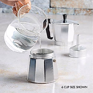 Primula Classic Stovetop Espresso and Coffee Maker, Moka Pot for Italian and Cuban Café Brewing, Greca Coffee Maker, Cafeteras, 6 Espresso Cups, Silver