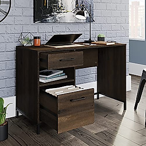 Sauder North Avenue Pedestal Home Office Desk, L: 41.97" x W: 18.50" x H: 28.15", Smoked Oak Finish