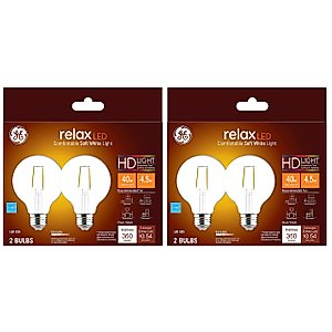 GE Lighting 31536 LED Light Bulbs, G25, Clear Soft White, 350 Lumens, 4.5-Watts, 2-Pk. - Quantity 44