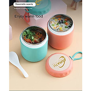 AGRATU Thermos for Hot Food Kids Lunch Box with Spoon Food Containers Kids Leak Proof Insulated Lunch Box Container for Kids Insulated Lunch Container for Hot Food (430ml Green)