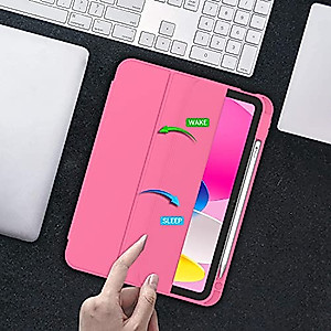 ZryXal New iPad 10th Generation Case 10.9 Inch 2022 with Pencil Holder, Smart iPad Case with Soft TPU Back [Support Auto Wake/Sleep] (Watermelon)