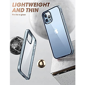 SUPCASE UB Edge Pro Series Case for iPhone 13 Pro Max (2021 Release) 6.7 Inch, Slim Frame Clear Protective Case with Built-in Screen Protector (Cerulean)