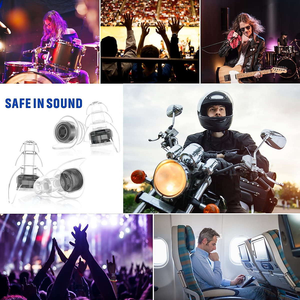 Hearprotek 2 Pairs High Fidelity Concert Ear Plugs, Noise Reduction Music Earplugs, Hearing Protection for Musicians, Festival, DJ’s, Nightclub, Concerts, Drummers, Party, Motorcyclists (23db) Black