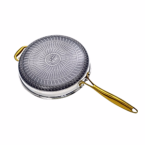 Cooksavor Hybrid Non Stick 12 inch Frying Pan with Lid, Stay-Cool Handle, PFOA-Free Cookware, Woks & Stir-fry Pans Nonstick, Dishwasher and Oven Safe