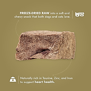 King Lou Pets - Pork Heart Bites for Dogs and Cats - USA-Made Freeze Dried Treats - Taurine, Zinc, and Iron - 1 lb Prior to Freeze-Drying