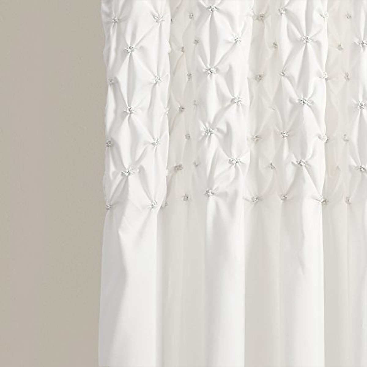 Lush Decor Bayview Curtains-Pintuck Textured Semi Sheer Window Panel Drapes Set for Living, Dining, Bedroom (Pair), 84" x 54", White