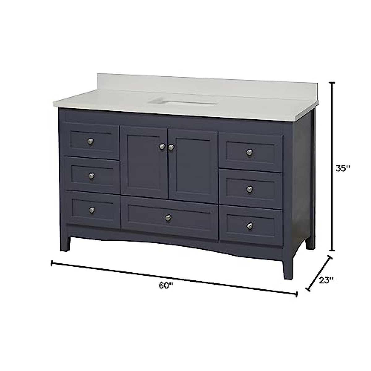 Kitchen Bath Collection Abbey 60-inch Single Bathroom Vanity (Quartz/Marine Gray): Includes Marine Gray Cabinet with Stunning Quartz Countertop and White Ceramic Sink