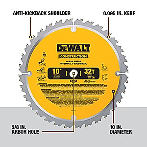 DEWALT 10-Inch Miter / Table Saw Blades, 60-Tooth Crosscutting & 32-Tooth General Purpose, Combo Pack (DW3106P5)