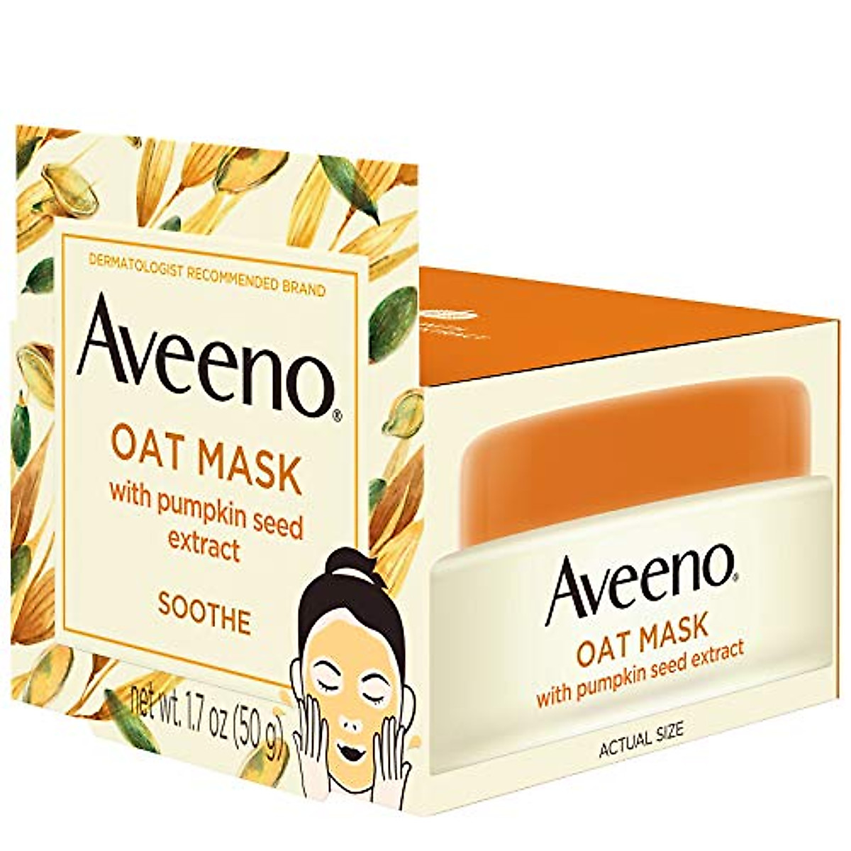 Aveeno Oat Face Mask with Soothing Pumpkin Seed Extract and Feverfew Extract, to Rebalance and Hydrate Skin, Paraben Free, Phthalate-Free, 1.7 oz