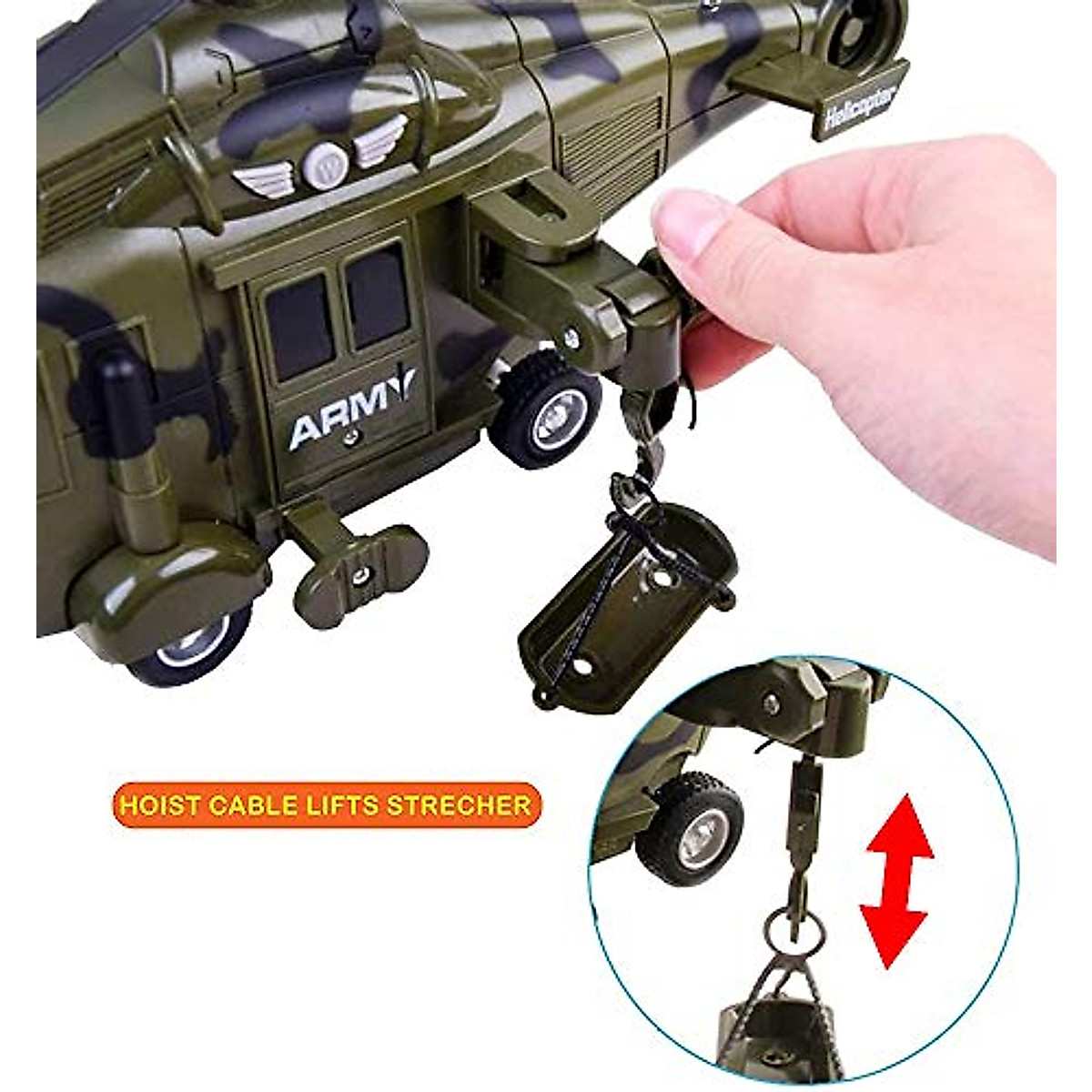 Liberty Imports Army Rescue Helicopter Friction Powered Toy Military Vehicle for Boys | Push and Go Chopper with Pretend Play Action Lights and Sounds (Military)