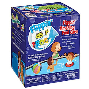 Flippin’ FROG Complete Floating Sanitizing System + 4 Flippin’ FROG Replacement Cartridges for Pools up to 10,000 gallons, Quick and Easy All-in-One Pool Sanitizer