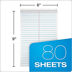 TOPS Spiral Steno Books, 6" x 9", Gregg Rule White Paper, Assorted Covers, 80 Sheets per Book/4 Books per Pack (80220)