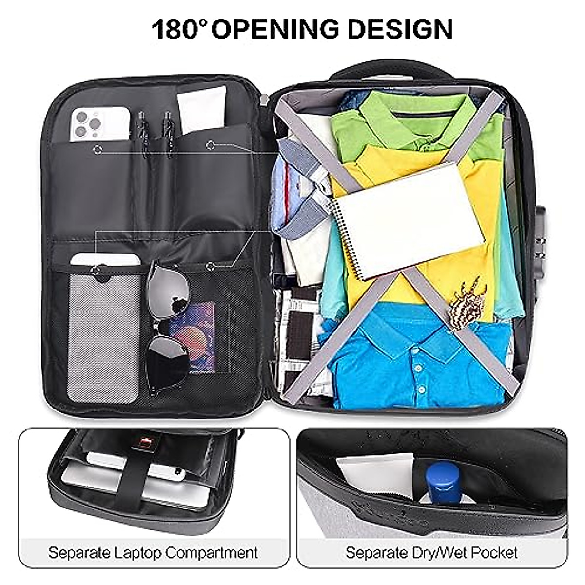 YOUNGOA Travel Backpack for Traveling on Airplane, Airline Approved 18x14x8 Travel Backpack for Men & Women, Carry On Luggage Suitcase Backpack