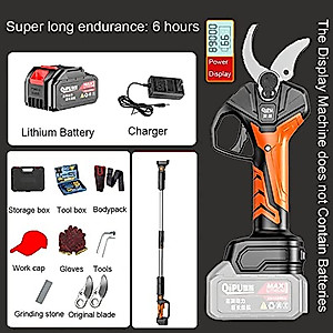 Electric Cordless Pruning Shears Professional Cordless Electric Pruning Battery Powered Pruner Branch Cutter 50mm/2in Cordless Pruning Shears With Extension Rod For Gardens, Parks, Farms, Etc. (Color