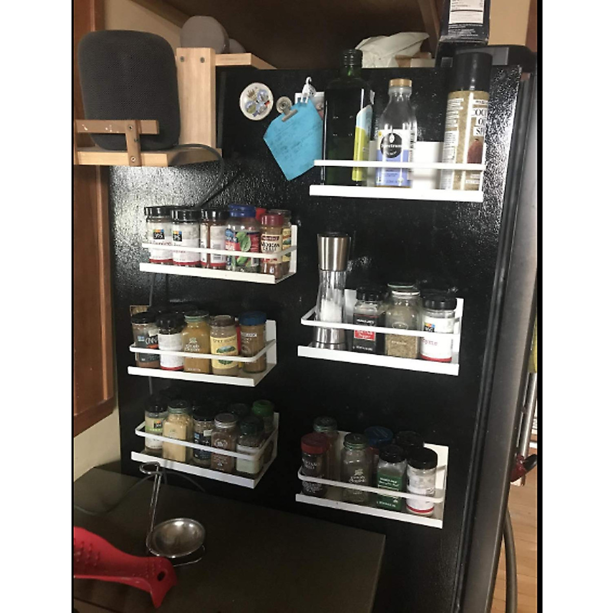 Kulmeo Magnetic Spice Rack Magnetic Shelf for Refrigerator Magnetic Fridge Spice Rack White 2 Pack