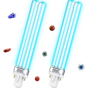 Kittmip 2 Pieces UV UV-C Light Bulbs 9W G23 Base Replacement Bulb for Outdoor Pond Clarifier Lamp Compatible with UVE9 CF400 CF500 UVCP-9 JUP-01 303B 304B D200 R18 R18D R2000