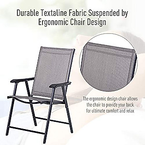 Outsunny Folding Outdoor Patio Chairs Set of 2 Stackable Portable for Deck, Garden, Camping and Travel