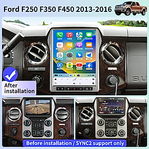 Qualcomm Car Radio for Ford F250 F350 F450 2013 2014 2015 2016 SYNC2 Stereo Android 13 Replacement Carplay Android Auto Upgrade 12.1 Inch 2K IPS Touch Screen Tesla Style Navigation Multimedia Play
