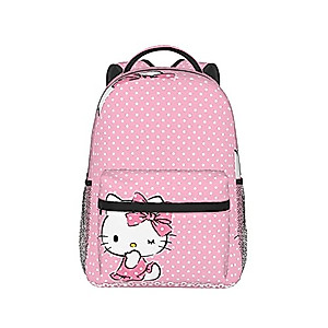 SOREC Wink Hello Cat Kitty Travel Backpack Lightweight Large Capacity Backpack Laptop Backpack For Women Pink Kawaii Kitty Daypack