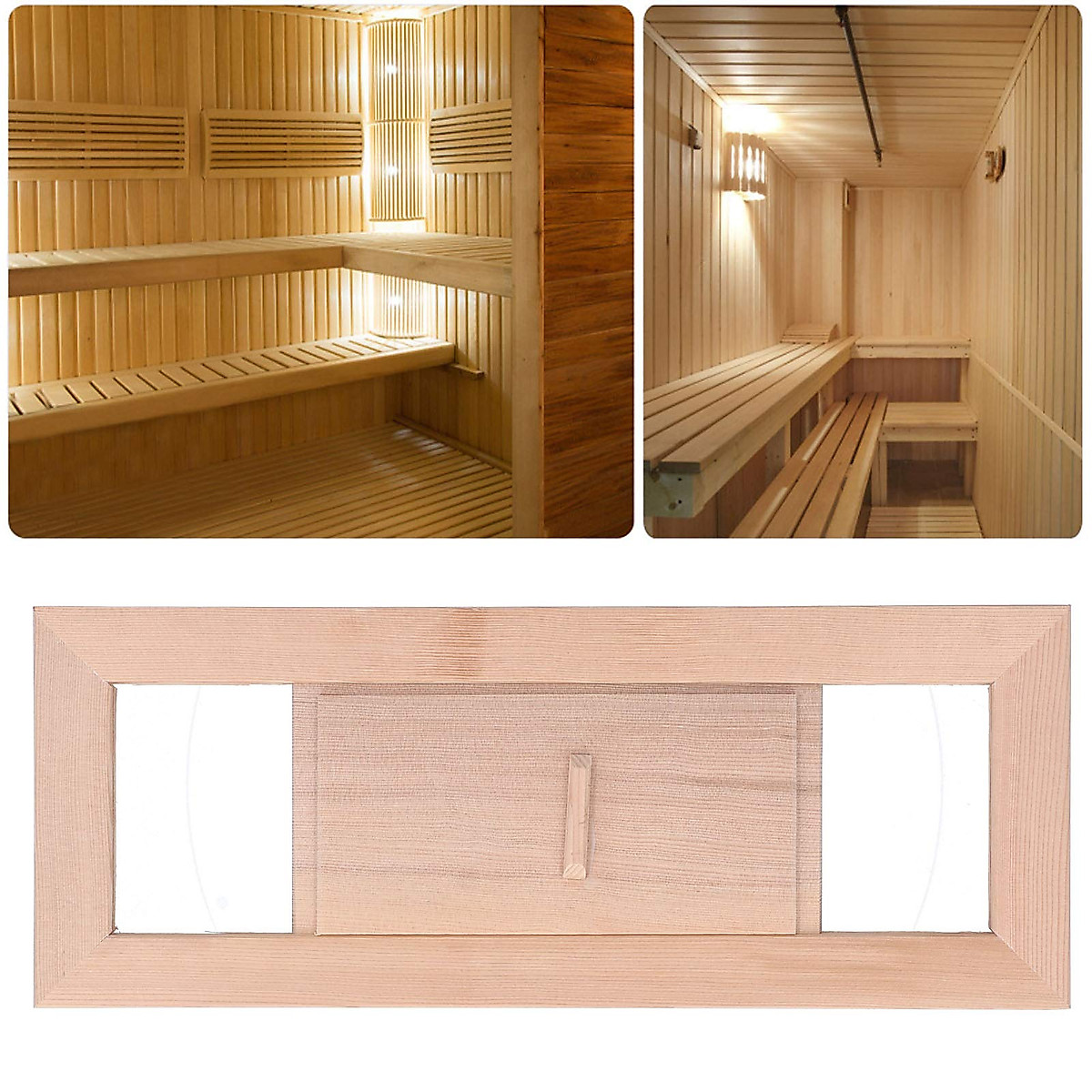 Fdit Sauna Air Vent Wooden Adjustable Sauna Room Equipment Ventilation Panel Blinds Grille Sauna Air Vent for Steam Room