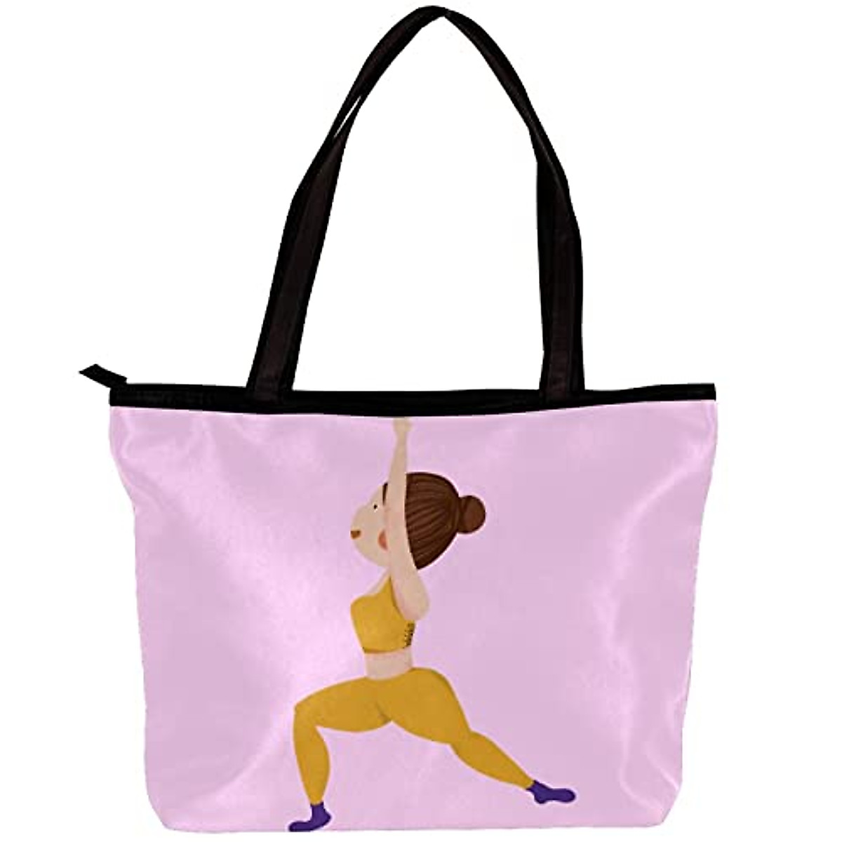 Women's Large Size Canvas Shoulder Bag Hobo Crossbody Handbag Casual Tote, cartoon girl working out