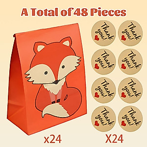 YYMYMGJ 24 Pack Fox Party Favor Bags Woodland Goodie Gift Bags for Fox Woodland Birthday Party Decoration supplies Baby Shower