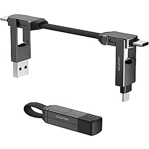 CHAFON Multi Charging Cable Short,Portable Magnetic Keyring 5 in 1 USB Charger Data Cord,PD 60W USB A/C to Type C,Micro USB Connectors Compatible with Cell Phones Tablets Power Bank