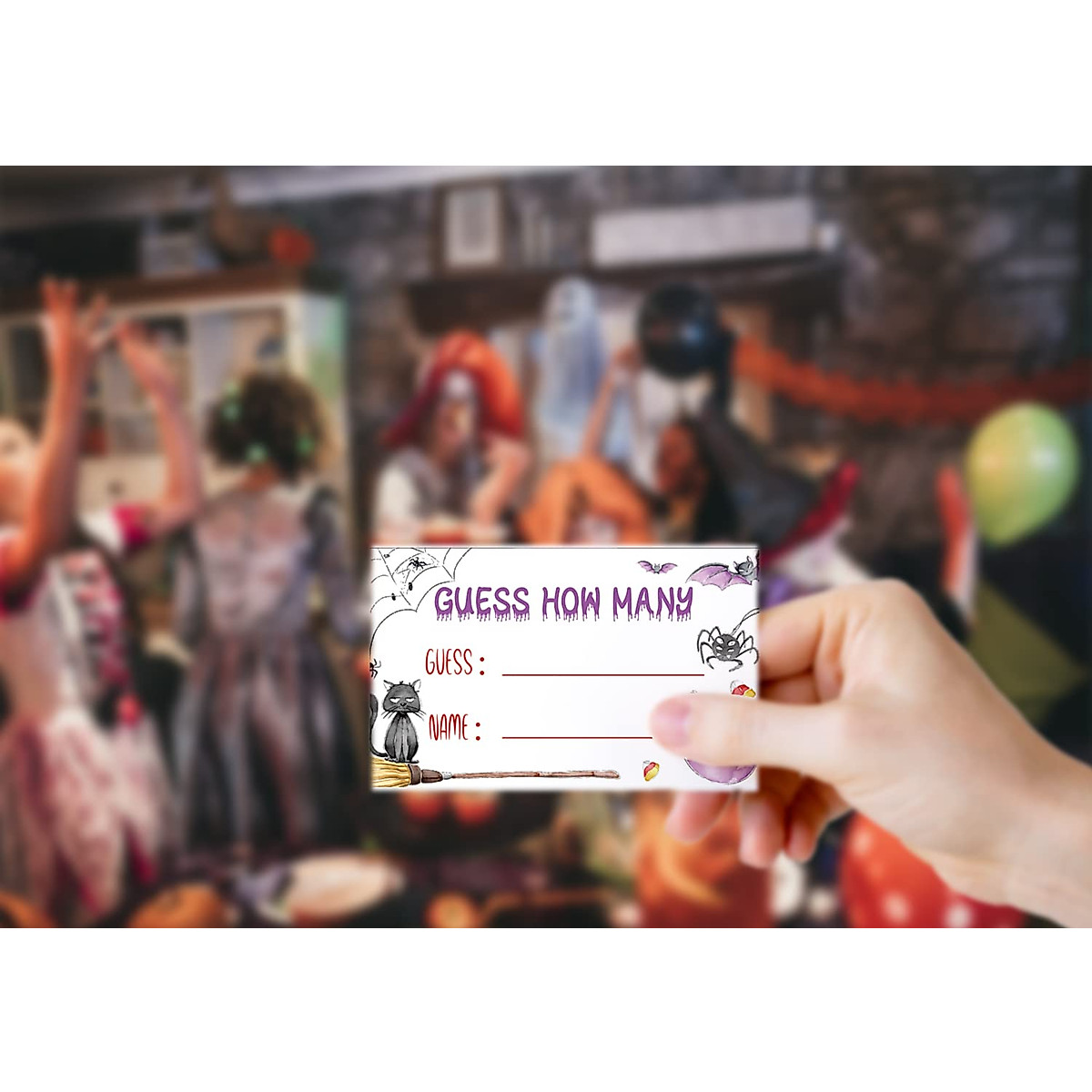 Guess How Many Candy/Corns Are In The Jar (1 Double-sided Printing Sign & 50 Game Cards), Halloween Party Decorations, Halloween Party ideas Halloween Party Games for Kids Baby Shower Games | HW010M