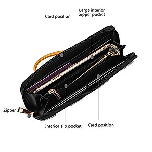 Mia K Collection Shoulder Bag for Women & Wristlet Wallet Purse Set: PU Leather Crossbody Tote Top-Handle Handbag Gaby Checker Cognac Brown