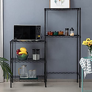 MATICO 3-in-1 Wire Storage Rack for Refrigerator or Washing Machine, 5 Tier Metal Functional Storage Shelf Organizer Holder Tower Shelving Rack for Home, Black