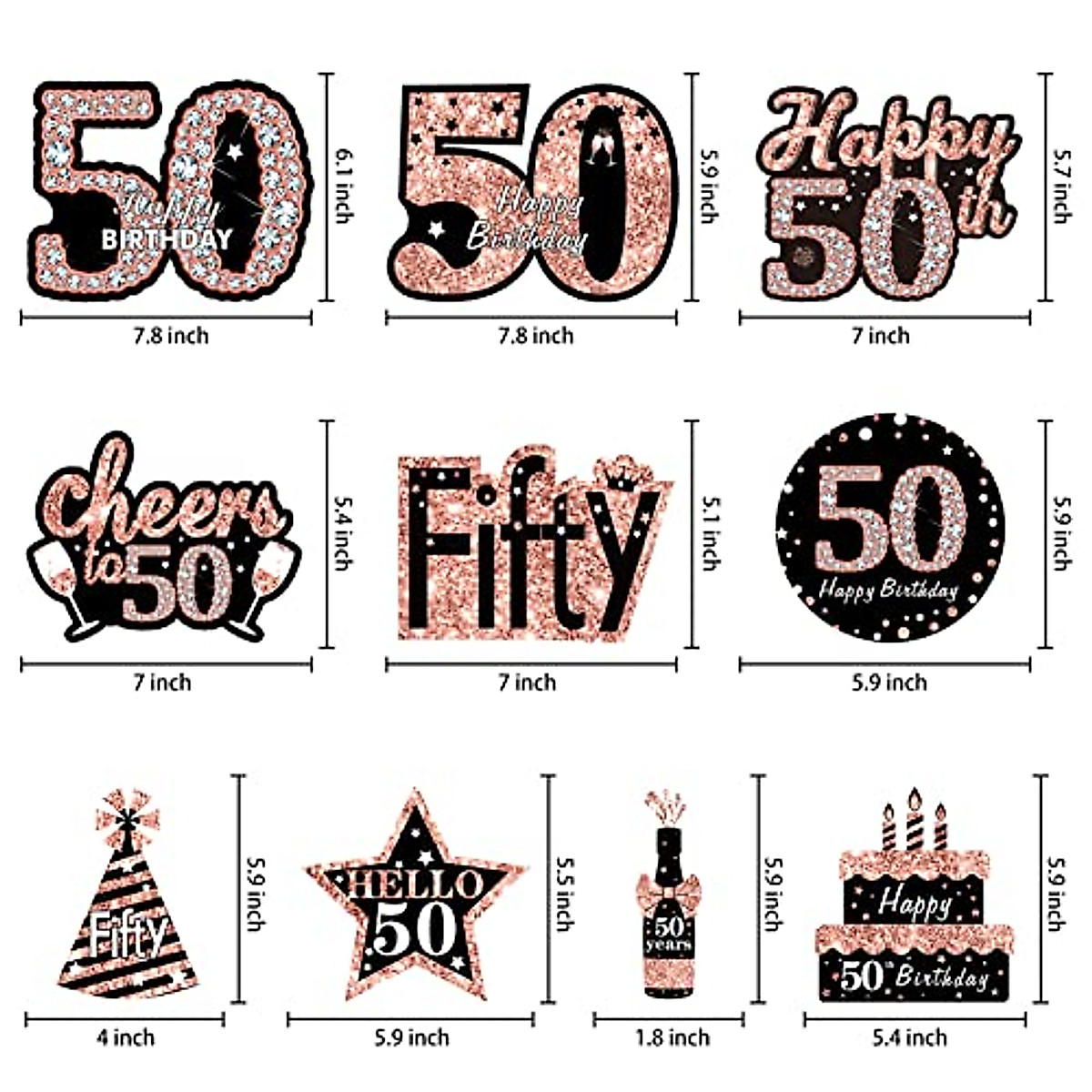 30Pcs Rose Gold 50th Birthday Hanging Swirl Decorations for Women, Cheers to 50 Years Birthday Foil Swirls Party Supplies, Fifty Bday Ceiling Hanging Sign Decor